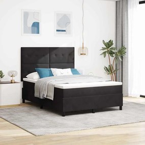 Postel s boxspringem s čelo Černý 140 x 200 cm samet 3339838