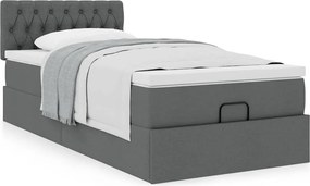 Osmanský rám postele s matrací tmavě šedá 80x200cm textil 3311498