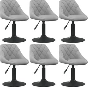vidaXL Otočné jídelní židle 6 ks samet [3088803] Barva: světle šedá
