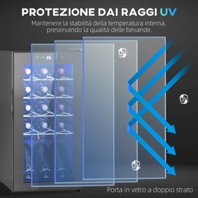 HOMCOM vinotéka pro 15 lahví, kapacita 44 l, regulace teploty a nastavitelné police, černá