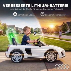 AIYAPLAY Dětské elektrické auto 12V Dětské auto s dálkovým ovládáním Lithium-akumulátor 2 motory Plynulý start Zadní odpružení Bílá