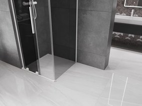 Mexen Velar L, sprchový kout s posuvnými dveřmi 100 x 100 cm, 8mm šedé sklo, bílá matná, 871-100-100-43-20