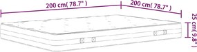 vidaXL Taštičková pružinová matrace středně tvrdá 200 x 200 cm [3206424]