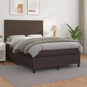 Box spring postel s matrací hnědá 140x200 cm umělá kůže,  3142728