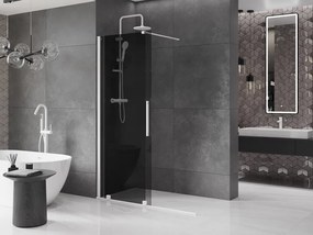 Mexen Velar, sprchová zástěna s posuvnými dveřmi Walk-in 150 x 200 cm, 8mm šedé sklo, bílá matná, 871-150-000-43-20