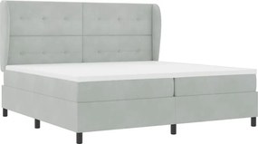 Postel s boxspringem s čelo Světle šedá 200 x 200 cm samet 3340946