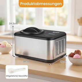 Costway 2 v 1 Výrobník zmrzliny s funkcí jogurtu 1,5 L kompresorový stroj
