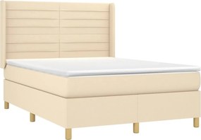 Box spring postel s matrací a LED krémová 140x190 cm textil 3138954