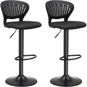 Barové židle výškově nastavitelné, 2 ks, otočné, černé