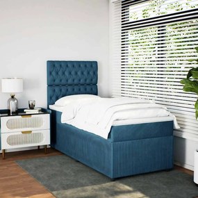 Box spring postel s matrací modrá 80 x 200 cm samet 3294500