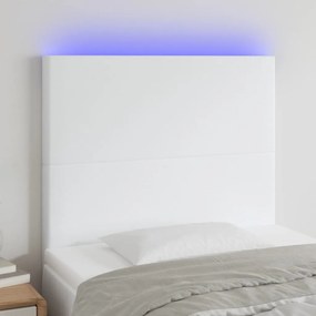 Čelo postele s LED bílé 100x5x118/128 cm umělá kůže 3122229