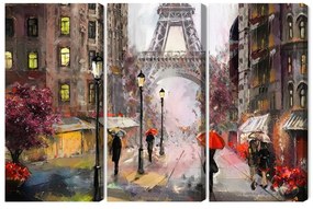 Vícedílný obraz Pohled Na Ulici Paříže Jako Malované Nedostatek Nedostatek Plátno Canvas 120x80