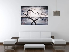 Gario Ručně malovaný obraz Ptačí láska na větvi Rozměry: 120 x 80 cm