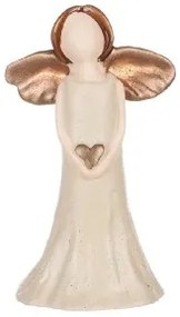 Autronic Anděl držící srdce se zlatými křídly, keramika KEK9443