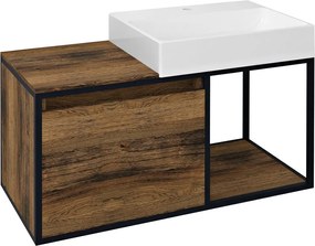 Sapho Sapho, SKARA umyvadlová skříňka 100x49,5x46,5cm, černá mat/dub Collingwood, CG004-1919
