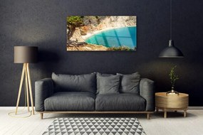 Obraz na skle Záliv Moře Skály Pláž 120x60 cm