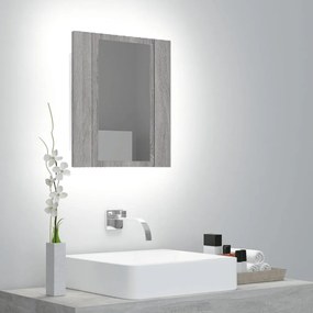 Zrcadlová skříňka LED šedá sonoma 40x12x45 cm kompozitní dřevo - Default Title