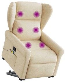 Zvedací masážní polohovací křeslo krémové textil 3303392