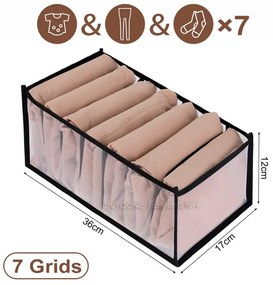 Šatní organizér transparentní (7/9 přihrádek) Barva: Černá, Velikost: 12x17x36 cm