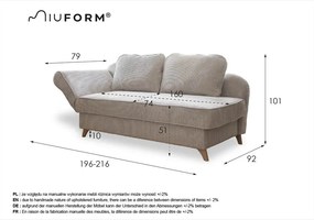 Antracitová manšestrová lenoška (levý roh) Chic Charlotte – Miuform
