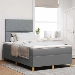 Postel s boxspringem s čelo Světle šedá 120 x 200 cm textil 3339686