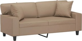 2místná pohovka s polštáři cappuccino 140 cm umělá kůže 3200870