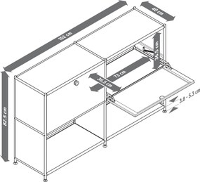 Tchibo - Kovová odkládací skříňka CN3 s přemístitelnými výklopnými dvířky - barva: bílá