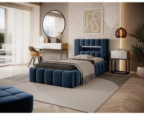 Eltap Čalouněná postel Lamica s úložným prostorem - ocel Materiál a barva potahu: Nube 4 - šedá, Rozměry (cm): 90x200