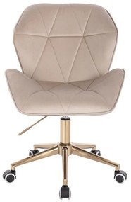 LuxuryForm DESIGN Židle MILANO MAX VELUR na zlaté podstavě s kolečky - latte