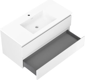 Mexen Orio, koupelnová skříňka 100 cm s umyvadlem Otis, 2 zásuvky, bílá matná, 91A10-10047-2-BFF01-W18M01