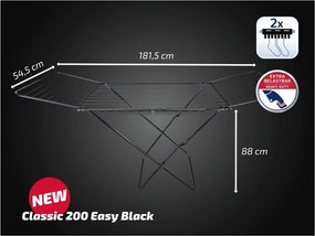 Černý sušák na prádlo 20 m Classic 200 Easy – LEIFHEIT