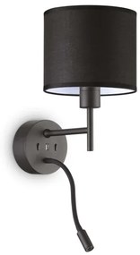 Ideal Lux - LED Flexib. lampa s monturou SET UP 1xE27/42W+LED/3W/230V USB černá