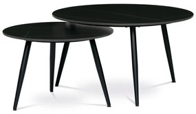 Sada 2 konferenčních stolů ø80cm a ø60cm, černá keramická deska, černé kovové nohy