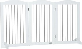 PawHut Psí Zábrana, Dveřní Stráž, Skládací Psí Brána se Stojanem, 3 Panely, Brána pro Schody a Chodby, Bílá, 154 x 30 x 80 cm | Aosom