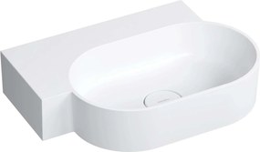 OMNIRES Ovo M+ - Umyvadlo 56x39 cm, bez přepadu, bez otvoru pro baterii, levé, matná bílá OVO555UWLBM