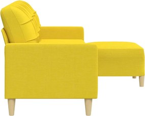 3místná pohovka s podnožkou světle žlutá 210 cm textil 3278254