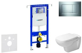 Geberit Duofix - Modul pro závěsné WC s tlačítkem Sigma30, lesklý chrom/chrom mat + Duravit D-Code - WC a sedátko, Rimless, SoftClose 111.355.00.5 NH6