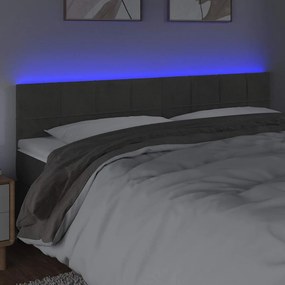 Čelo postele s LED tmavě šedé 180x5x78/88 cm samet 3121673