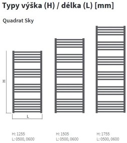 Isan Quadrat Sky 1505 x 500 mm koupelnový radiátor bílý