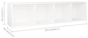 Petromila Knihovna/TV skříň bílá 36 x 30 x 143 cm dřevotříska