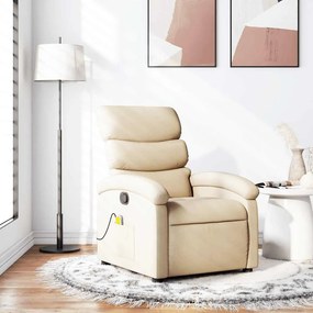 Masážní polohovací křeslo krémové barvy, látka 3205813