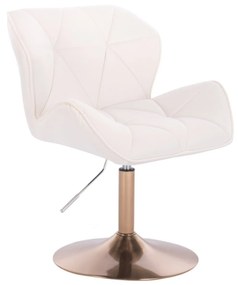 LuxuryForm DESIGN Otočná židle MILANO VELUR na zlatém talíři - bílá
