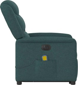 Elektrické zvedací masážní polohovací křeslo zelené textil 3303230