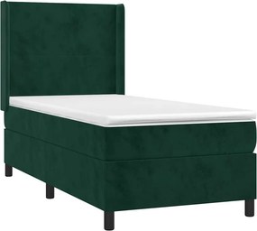 Box spring postel s matrací tmavě zelená 90x200 cm samet 3132540