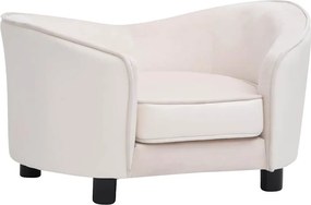 Pohovka pro psy krémová 69 x 49 x 40 cm plyš a umělá kůže 171036