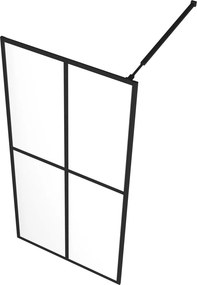 Zástěna do průchozí sprchy s policí černá 90x195 cm ESG/hliník 3185458