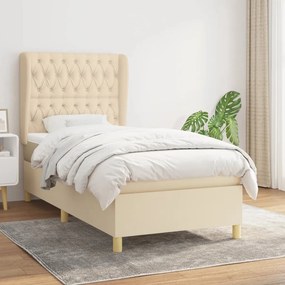 Box spring postel s matrací krémová 90x190 cm textil 3128730