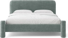 Světle modrá čalouněná dvoulůžková postel s roštem 140x200 cm Vera – Micadoni