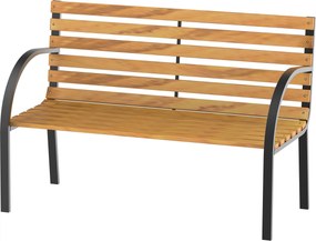Zahradní lavička Outsunny 2místná lavička z oceli a borovicového dřeva, přírodní vzhled, Š122 x D60 x V83 cm, ideální na zahradu a terasu | Aosom.de