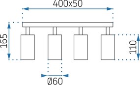 Toolight - Stropní reflektorové svítidlo 4xGU10 60W 392197, černá, OSW-03858